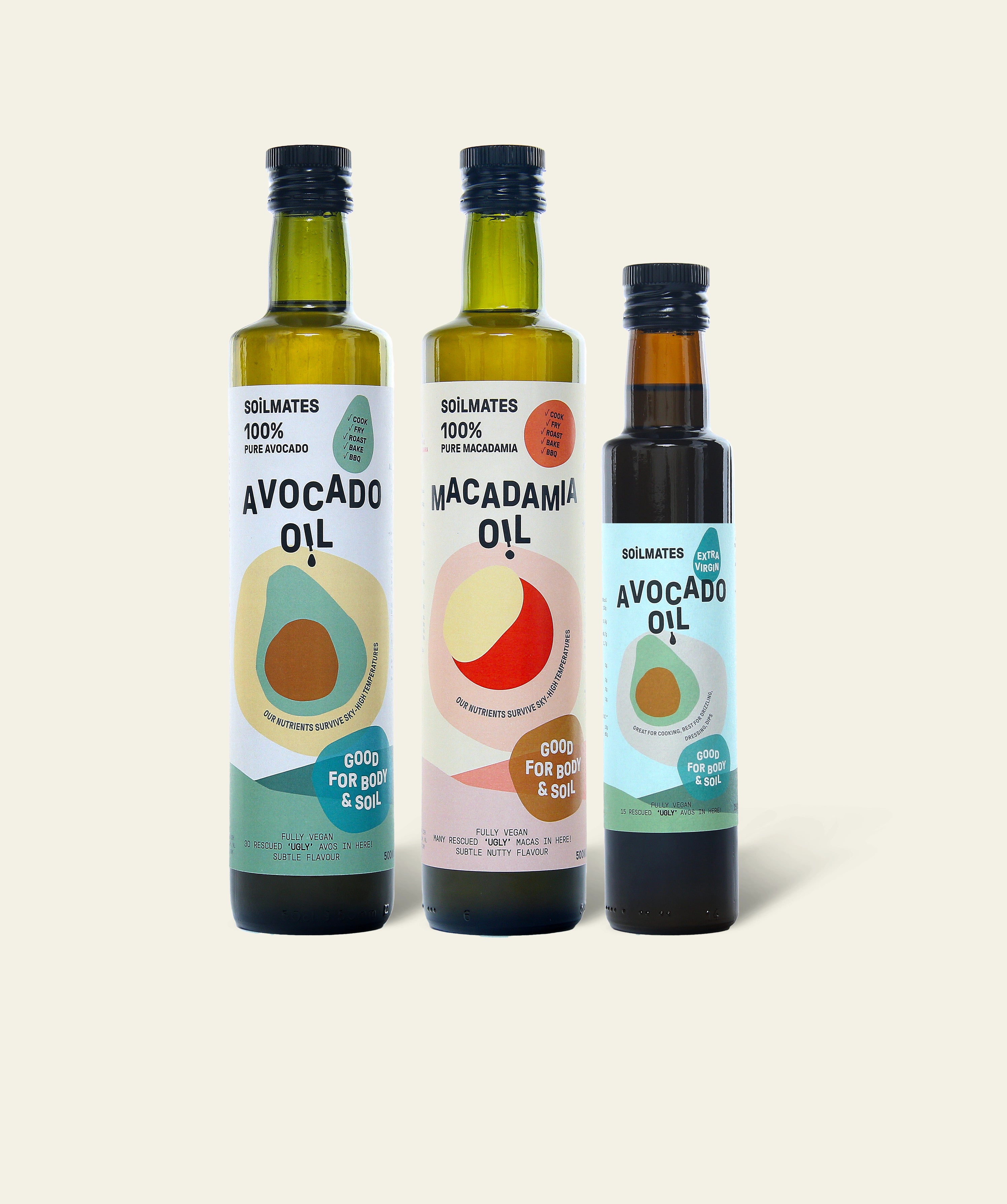 Oil Trio: Avocado, Macadamia, Extra Virgin Oils - Soilmates